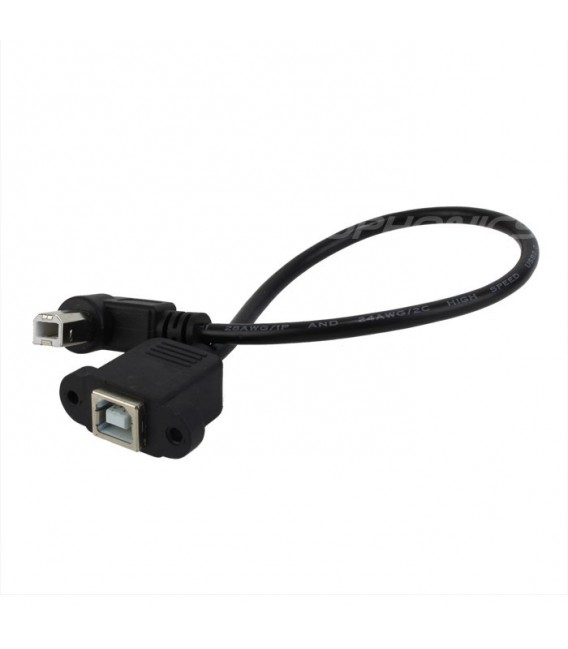 Angled 90° Panel mount USB-B male to USB-B female 30cm - Audiophonics