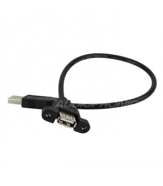 Panel mount USB-A male to USB-A female 30cm - Audiophonics