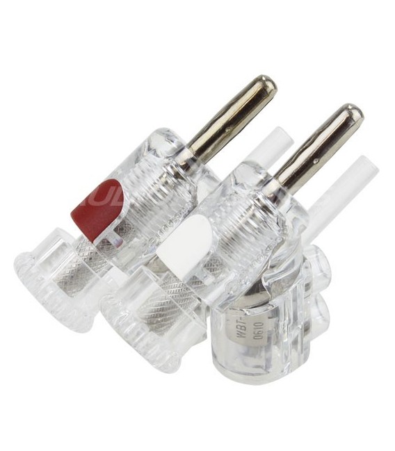 WBT-0610Ag Banana Fasteners Angled Locks Silver 10mm² (Set x4) - Audiophonics