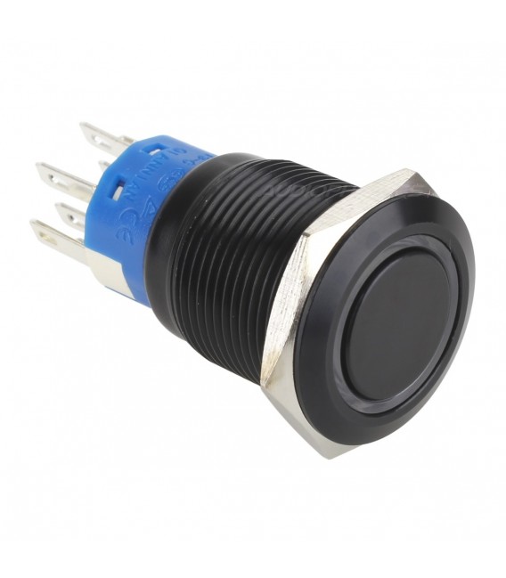 Aluminium Switch with Blue Light Circle 2NO2NC 250V 5A Ø19mm Black ...
