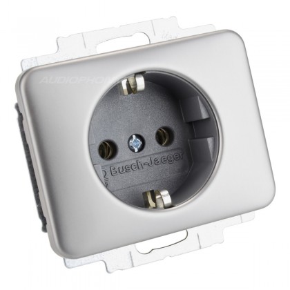 Busch-Jaeger Schuko Wall plate Platinum 16A 250V - Audiophonics