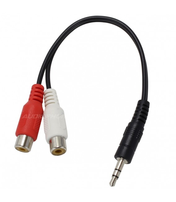Adapter cable Jack 3.5mm stereo male to 2x RCA female 12cm - Audiophonics