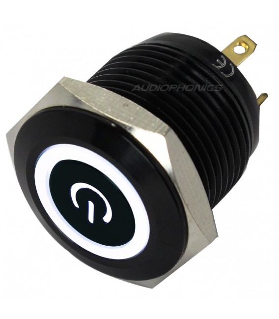 Anodized Aluminium Push Button with White Light Power Symbol 1NO 250V ...
