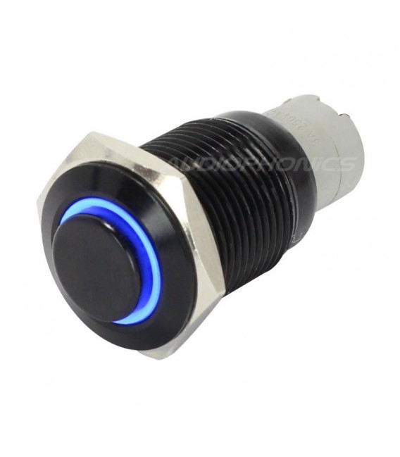 Anodized Aluminum Push Button with Blue Light Circle 1NO1NC 250V 3A ...