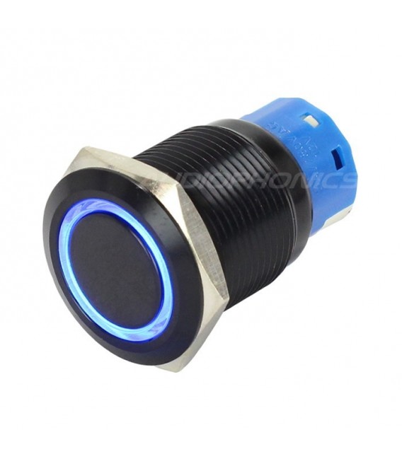 Anodized Aluminium Push Button with Blue Light Circle 1NO1NC 250V 5A ...