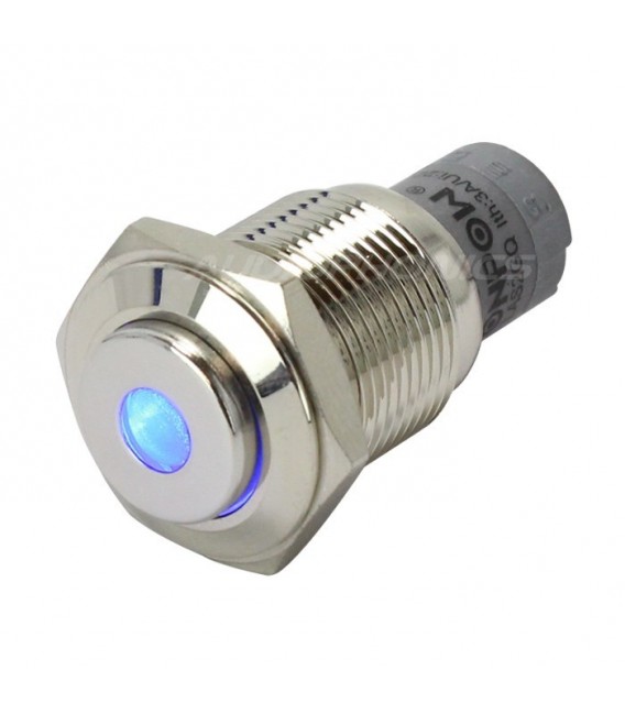 Stainless Steel Push Button with Blue Light Dot 1NO1NC 250V 3A Ø16mm ...