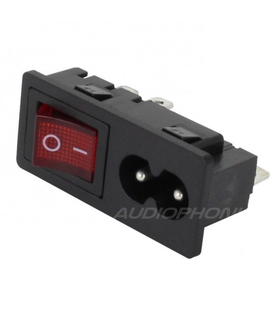 IEC C8 Power Socket with Red Light Toggle Switch ON-OFF 250V 2.5A Black ...