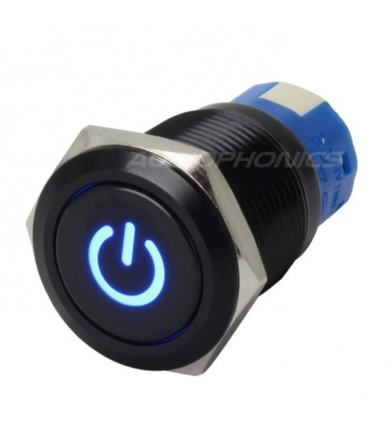Aluminium Switch with Blue Light Power Symbol 1NO1NC 250V 5A Ø19mm ...
