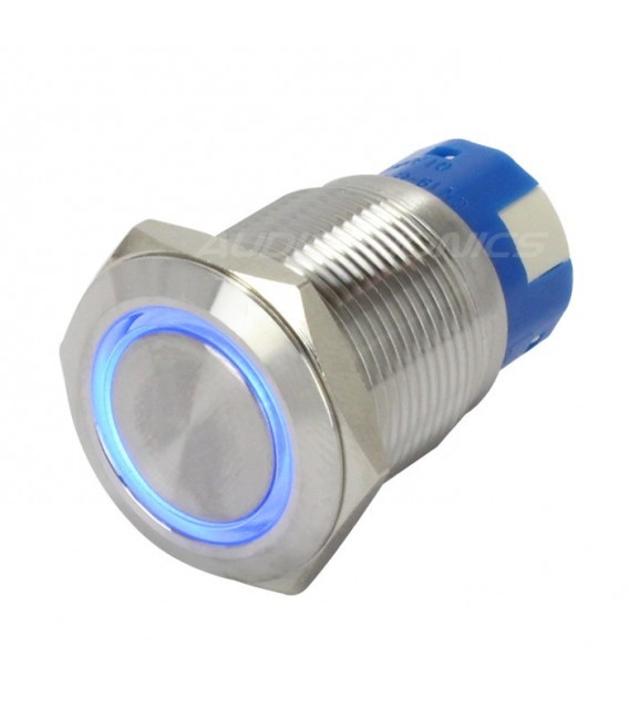 Bistable Inox Switch with Blue Light circle 1NO1NC 250V 5A Ø19mm Silver ...