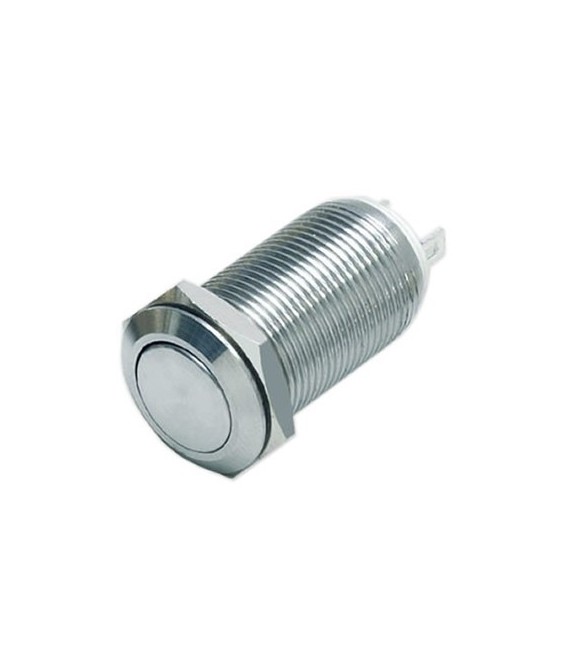 Inox Push Button 1NO 36V 2A Ø12mm Silver - Audiophonics
