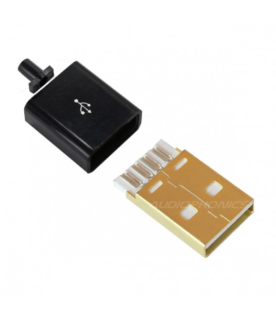 DIY USB type A Plug Gold coated black - Audiophonics