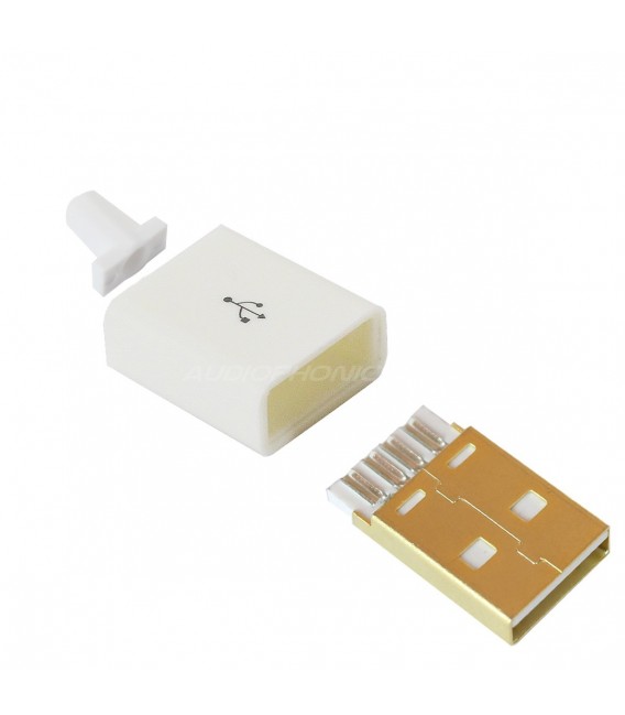 DIY USB type A Plug Gold coated white - Audiophonics