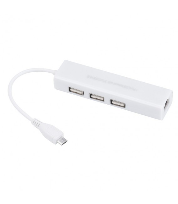USB Hub 2.0 3 Ports and Ethernet Adapter via Micro USB Type B ...