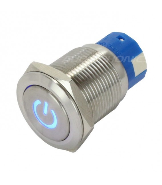 Stainless Steel Switch with Blue Light Symbol 2NO2NC 250V 5A Ø19mm ...