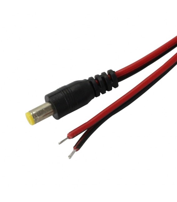 Power Cable Jack DC 5.5 / 2.1mm Male to bare wire 1m (Pair) - Audiophonics