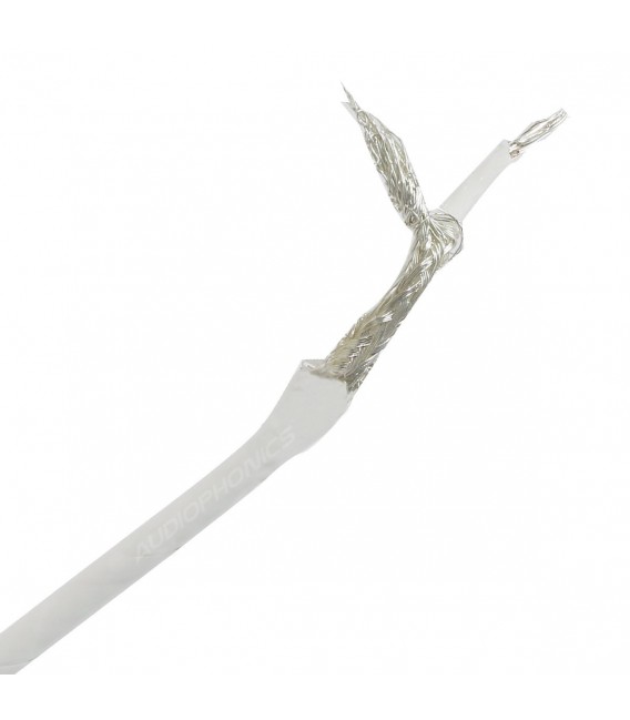 Câble de Modulation Coaxial Argent Blindé Blanc PTFE Ø2.0mm - Audiophonics