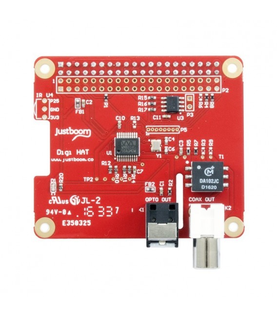 JustBoom Digi HAT Digital Interface 24Bit/192kHz Raspberry Pi 3 / Pi 2 ...