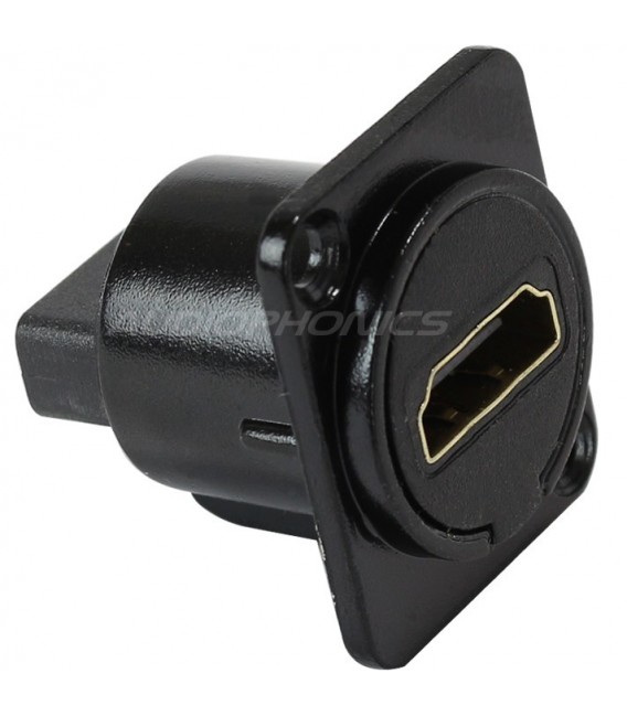 Panel Mount HDMI female to HDMI female 2.0 Black (Unit) - Audiophonics