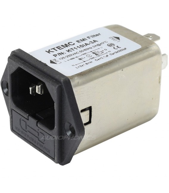 IEC Base EMI / RFI noise filter 230V 3A with Fuse Holder - Audiophonics