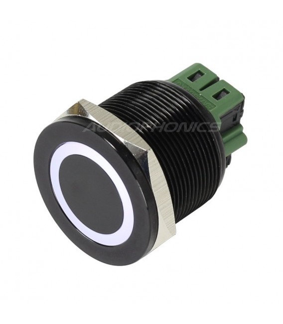 Aluminium Switch with White Light Circle 2NO2NC 250V 5A Ø25mm Black ...