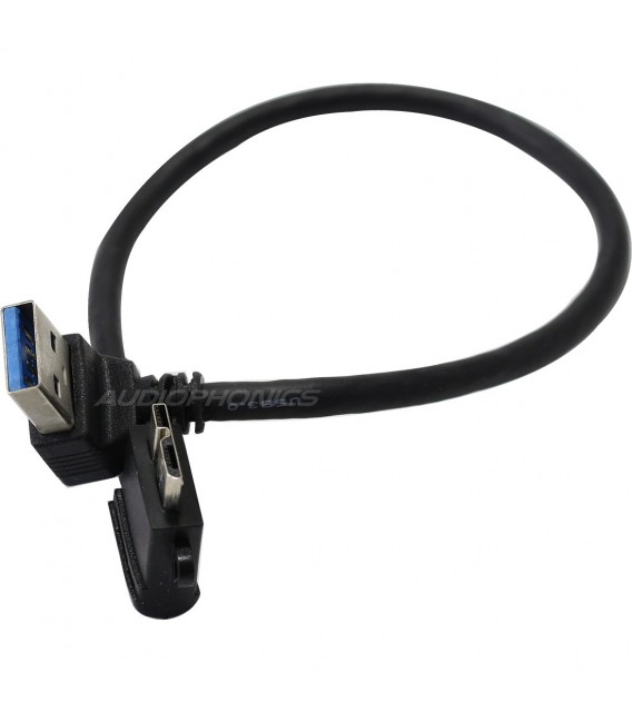 USB 3.0 Cable Angled Male USB-A to Male Micro USB-B 20cm - Audiophonics