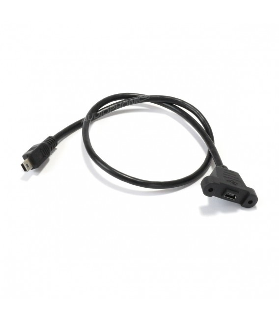 Panel Mount Male Mini USB-B to Female Mini USB-B 50cm - Audiophonics
