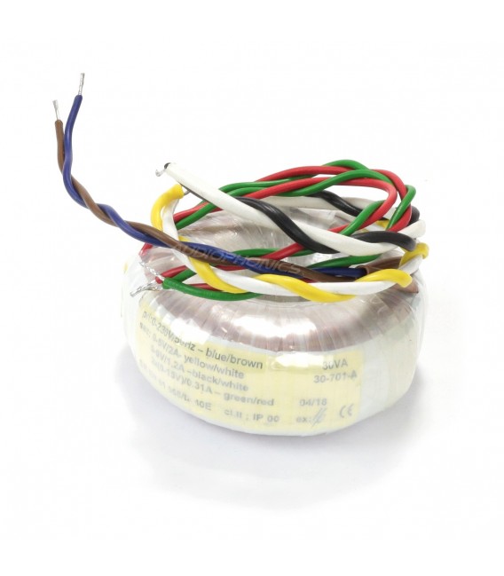 Toroidal Transformer 30VA 2x15V + 1x9V + 1x5V - Audiophonics