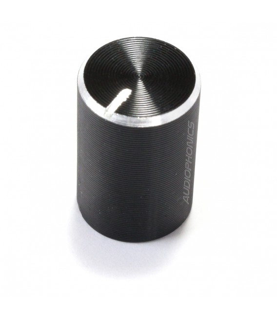 Knob Aluminium Notched Shaft 10x15mm Ø6mm Black - Audiophonics