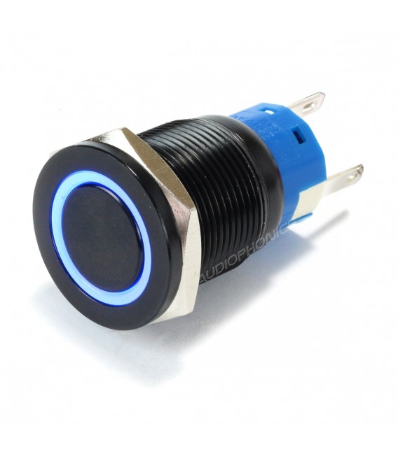 Anodized Aluminium Push Button with Blue Light Circle 1NO1NC 250V 5A ...