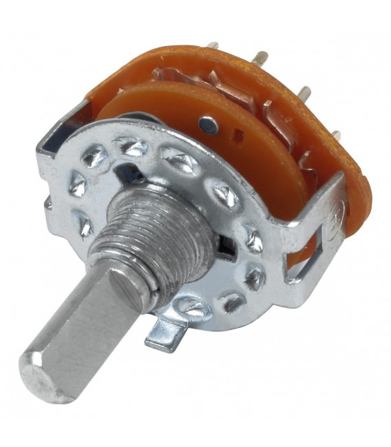 RS25 4 poles 3-position selector Ø6mm Flat Axis - Audiophonics