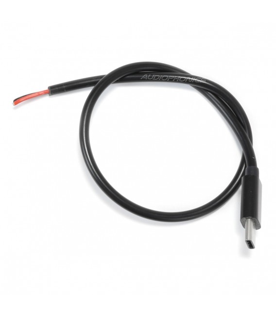 Male USB-C to Bare Wires Power Cable 22AWG 25cm - Audiophonics