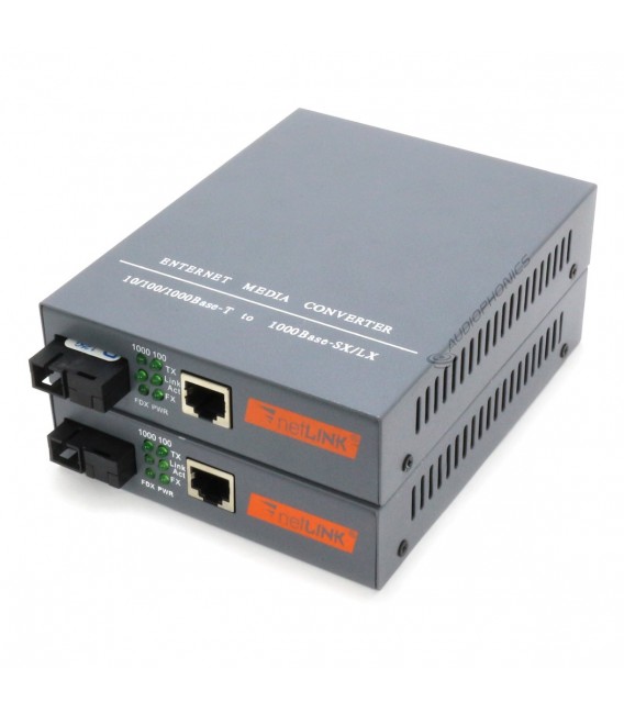 Ethernet to Optical Fiber Converter (Pair) IEC Power Supply - Audiophonics