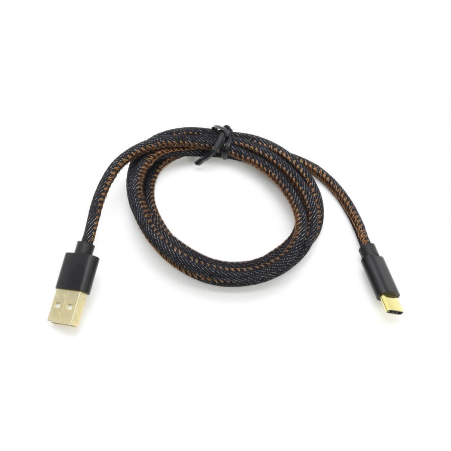 USB A Male to USB Cable-C Male Gold Plated Black John 1m - Audiophonics