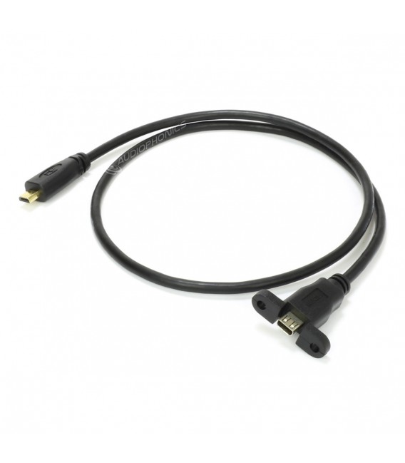 Male Micro HDMI to Female Micro HDMI Panel Mount 50cm - Audiophonics