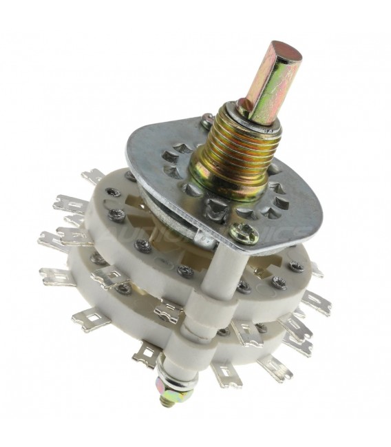 Selector 4 inputs 5 positions Ø6mm flat axis - Audiophonics