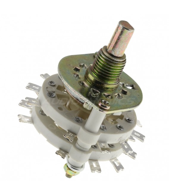 Selector 4 inputs 3 positions Ø6mm flat axis - Audiophonics