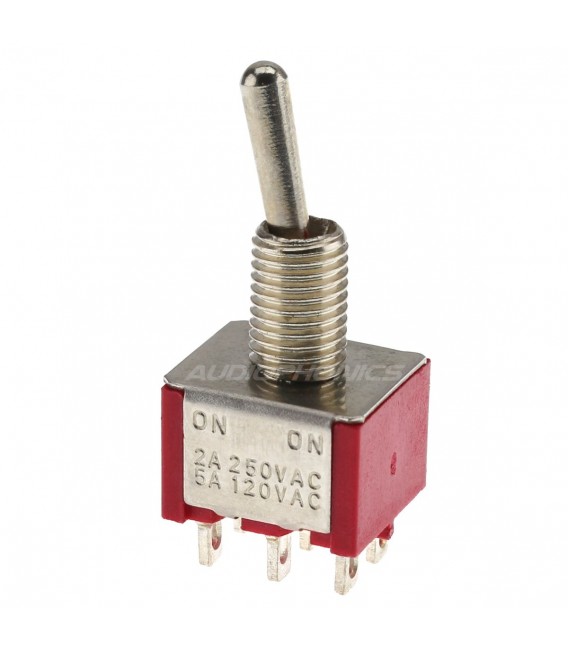 Toggle Switch 2 Poles 2 Positions ON-ON DPDT 250V 2A / 120V 5A Red ...