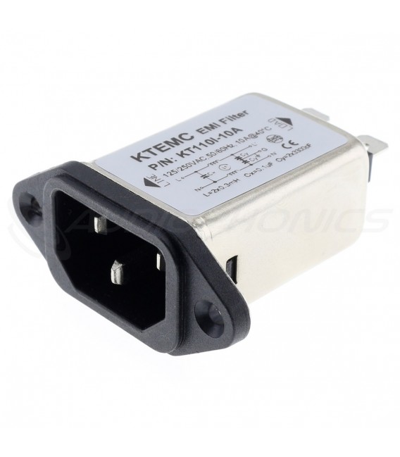 IEC C14 Socket Power Filter EMI / RFI 230V 10A - Audiophonics