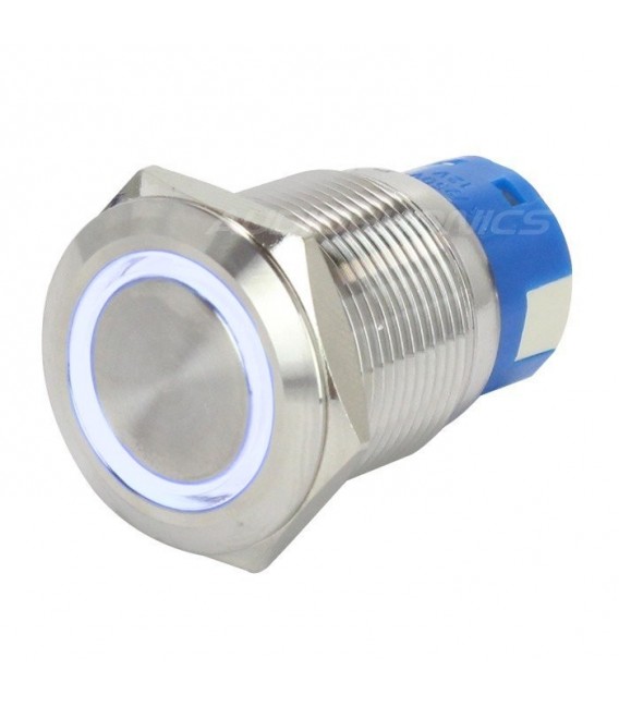 Stainless Steel Push Button with Blue Light Circle 1NO1NC 250V 5A Ø19mm ...