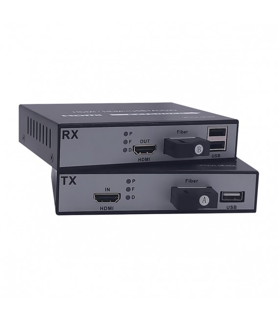 HDMI 1080p / USB Transmitter Receiver Extension via Optical Fiber (Pair ...