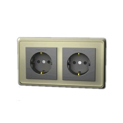 FURUTECH FP-SWS-D (R) Rhodium plated dual Schuko Wall plate - Audiophonics