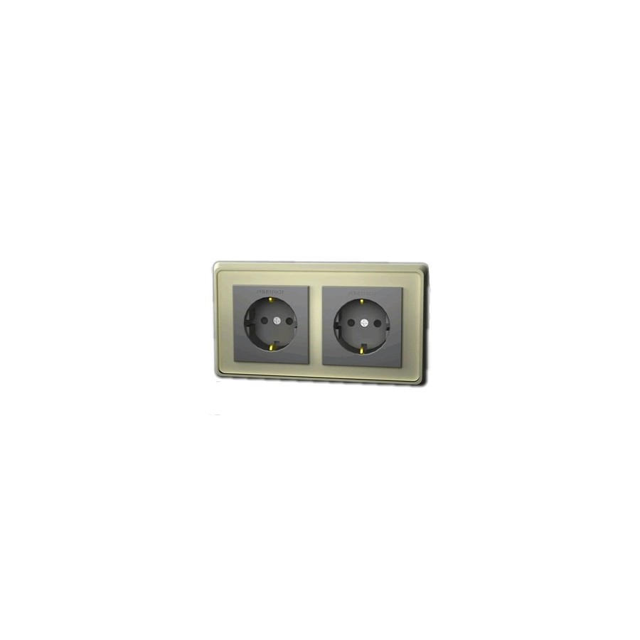 FURUTECH FP-SWS-D (R) Rhodium plated dual Schuko Wall plate - Audiophonics