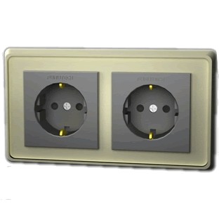 FURUTECH FP-SWS-D (R) Rhodium plated dual Schuko Wall plate - Audiophonics