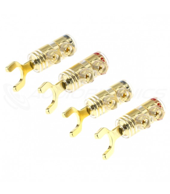 VIABLUE TS Spade Plugs 8mm Gold Plated 24K Ø5mm (Set x4) - Audiophonics