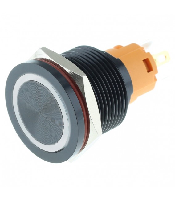 LB Bistable Aluminium Switch with White Light 250V Ø25mm Black ...