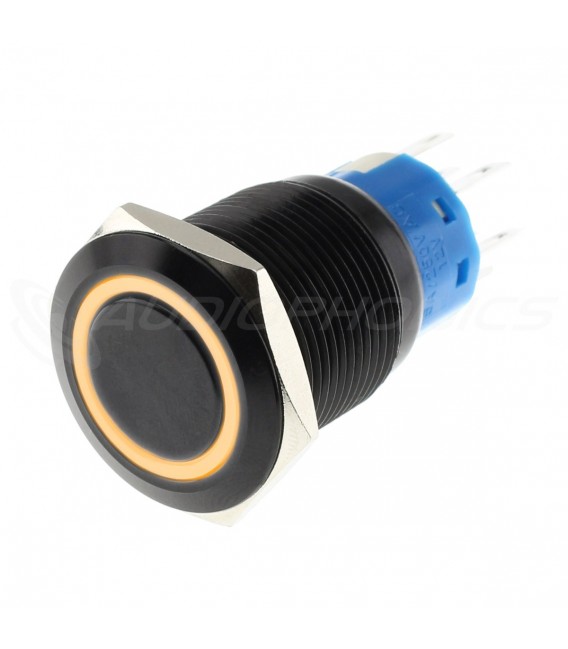 Anodized Aluminium Push Button with Orange Light Circle 2NO2NC 250V 5A ...