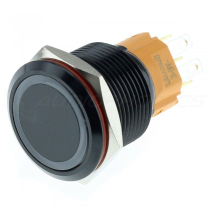 [GRADE S] White LED Button 1NO1NC 8V Ø16mm Black - Audiophonics