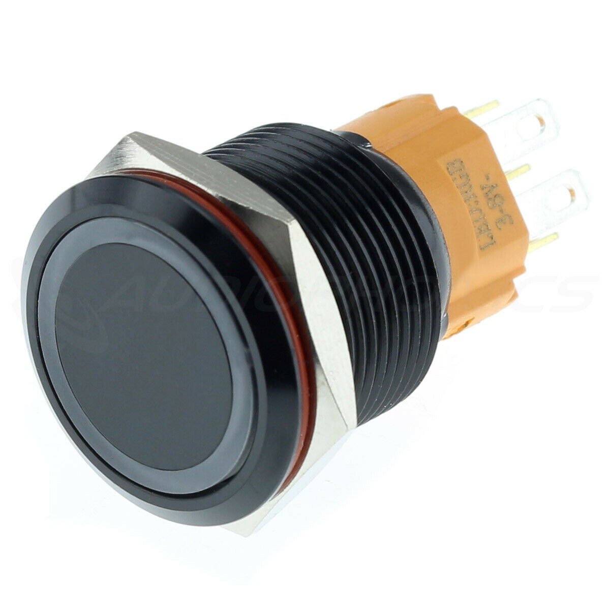 [GRADE S] White LED Button 1NO1NC 8V Ø16mm Black - Audiophonics