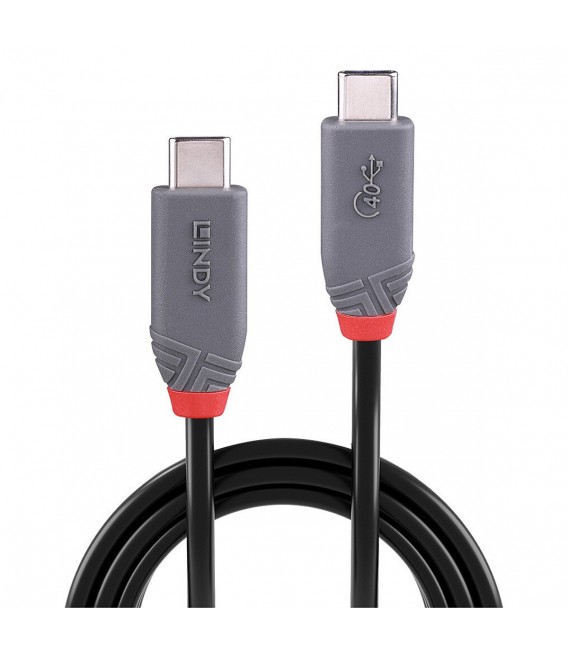 LINDY ANTHRA LINE Male USB-C Cable USB4 40Gbit/s Silver Plated Copper ...