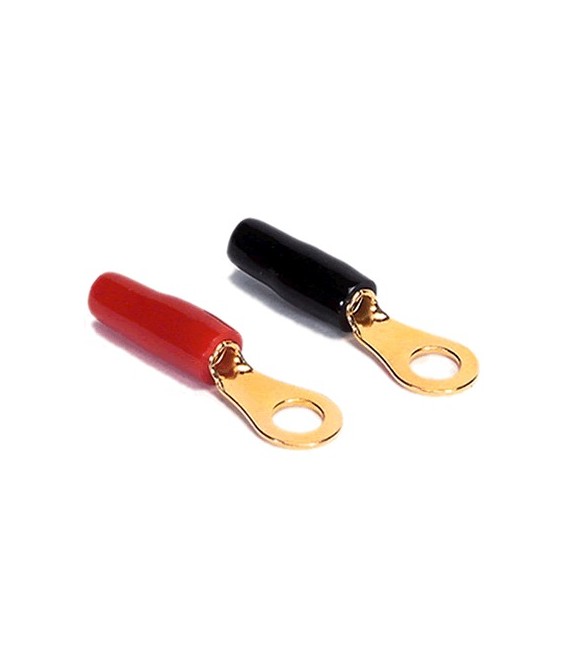DAYTON AUDIO Insulated Ring Crimp Terminal Gold Plated Ø3.5mm Black/Red ...